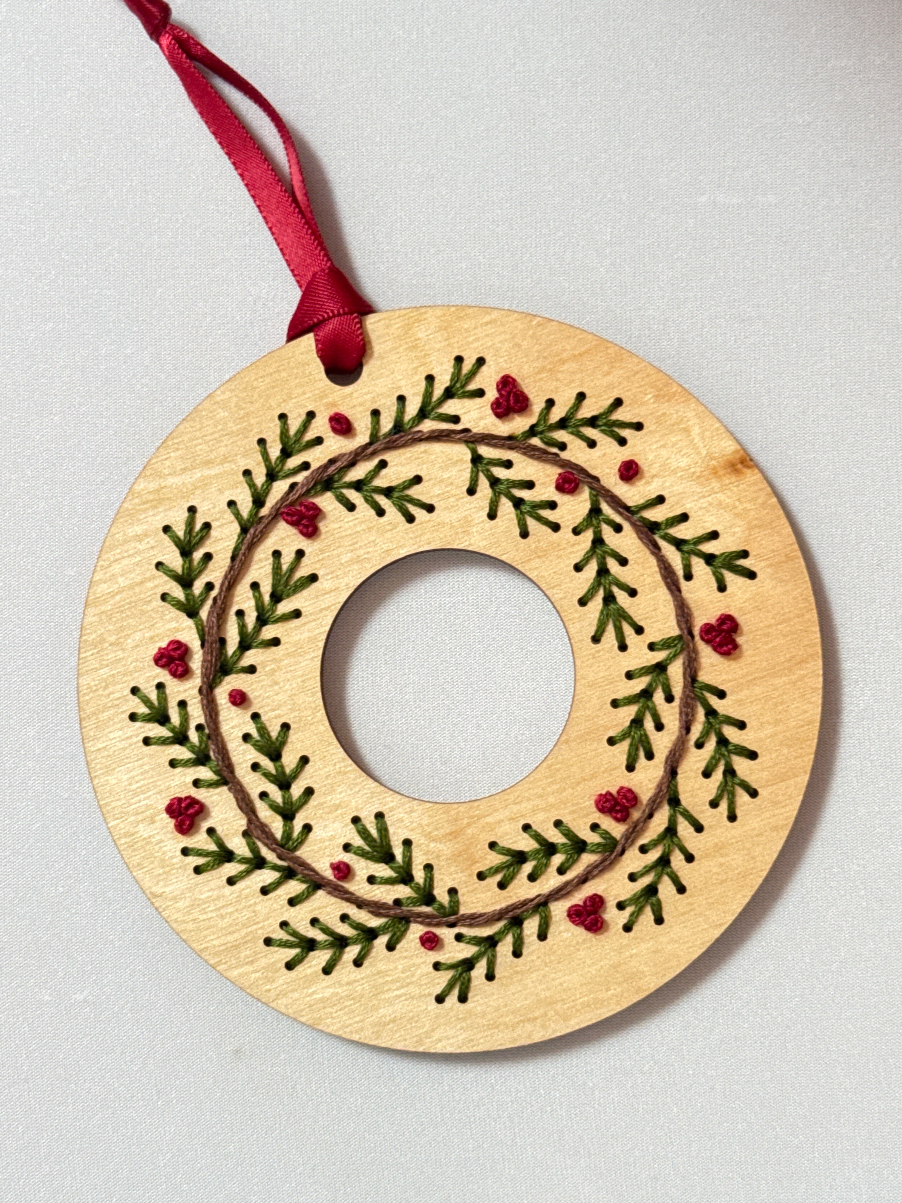 Pine Wreath Ornament Embroidery Kit – Lucky Jonquil